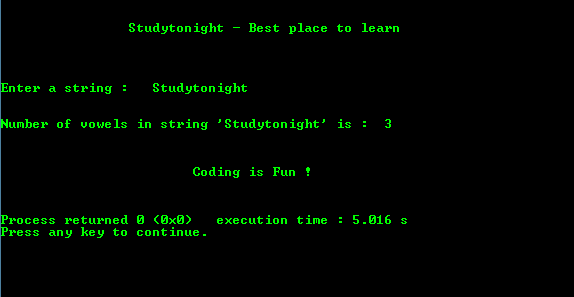 C Program To Count Number Of Vowels In A String