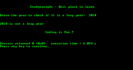 C Program to verify an Year for a Leap Year | C Programs | Studytonight