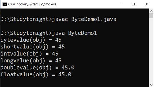Java Byte Class | Studytonight